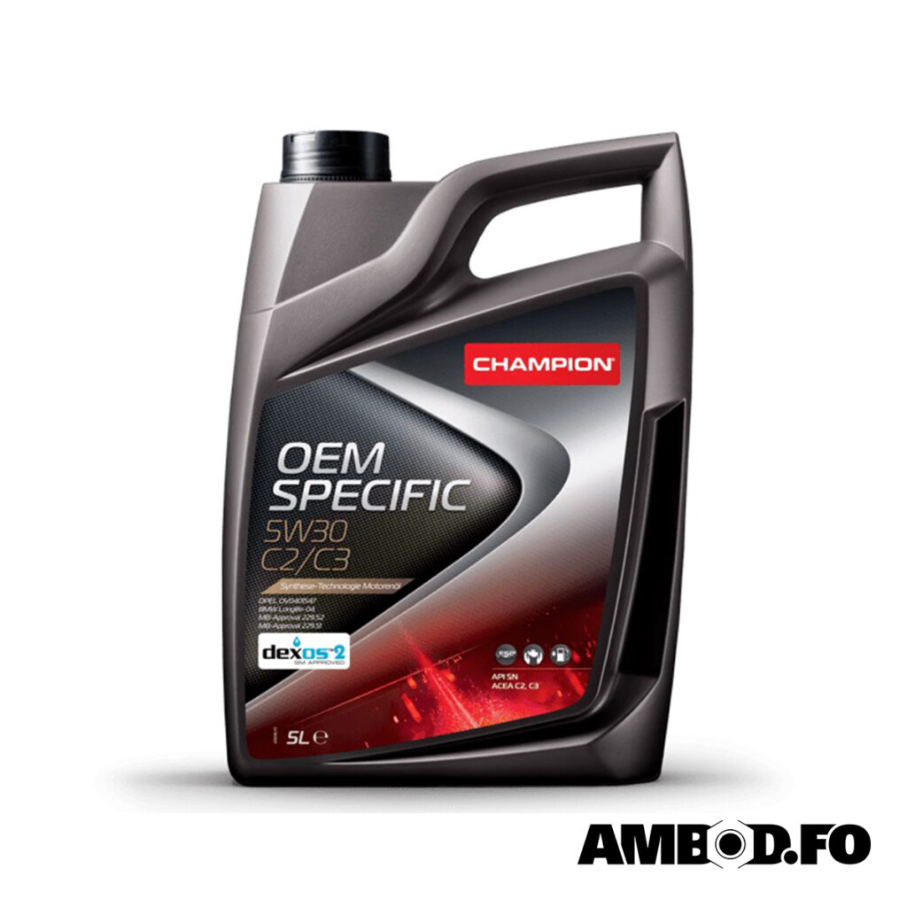 CHAMPION OEM SPECIFIC C2/C3 motorolja, 5W30 – 5 litrar – Ambod.fo