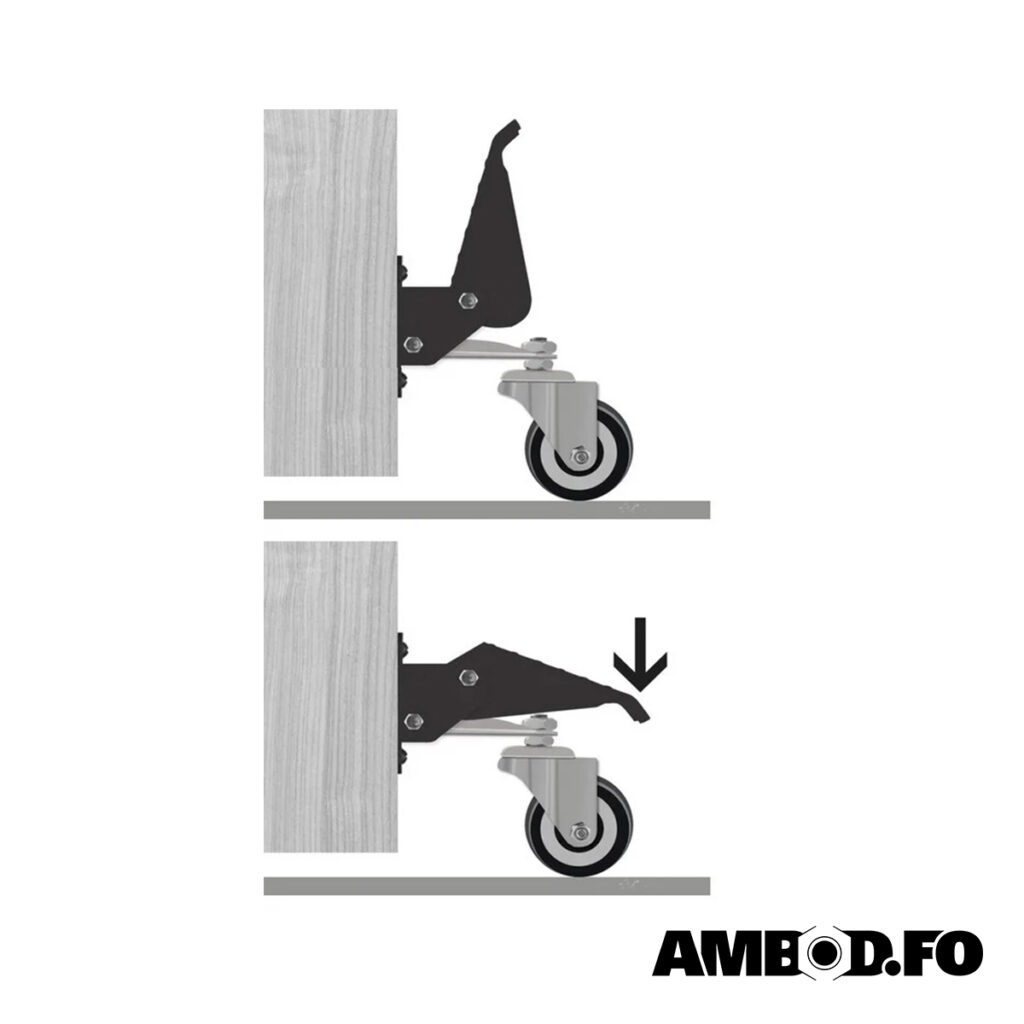 Heavy Duty hjól til arbeiðsborð við lyftifunkjón, maks. 200 kg. – 4 stk.